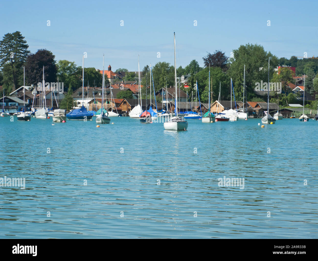 boats in the lake Starnberg in Tutzing Bavaria Germany Stock Photo - Alamy