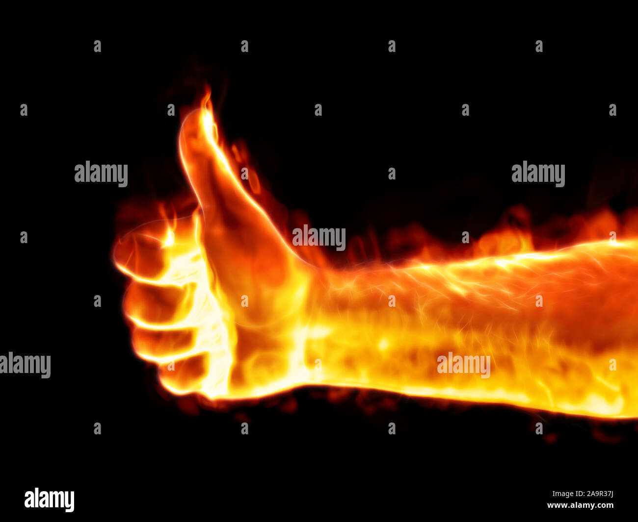An image of a male thumb up on fire Stock Photo - Alamy