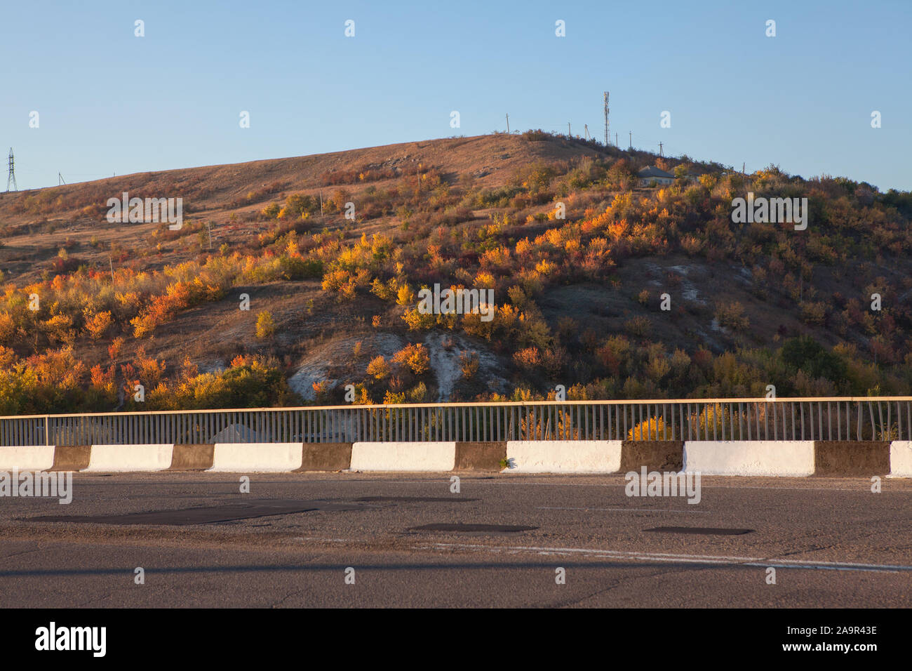 side part of road and hill in the autumn Stock Photo - Alamy