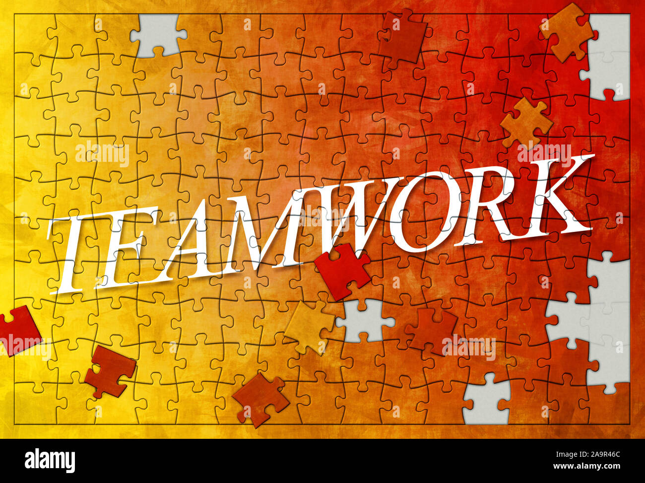 An image of an unfinished teamwork puzzle Stock Photo - Alamy