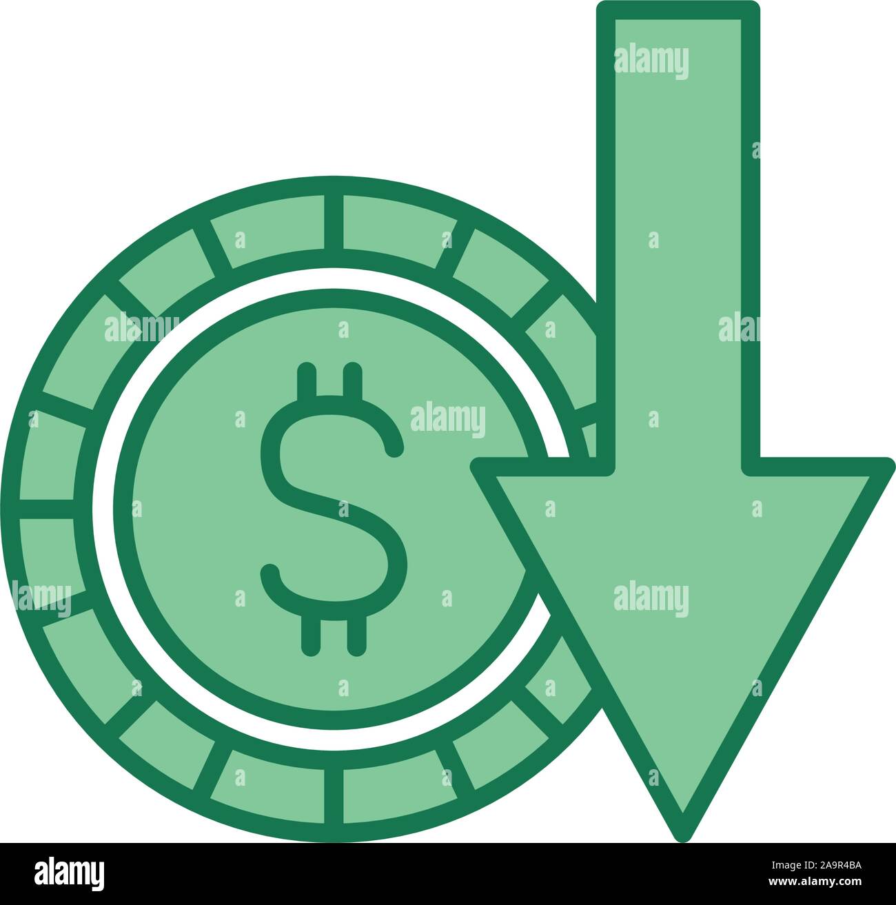 Coin money decrease dollar Stock Vector Images - Alamy
