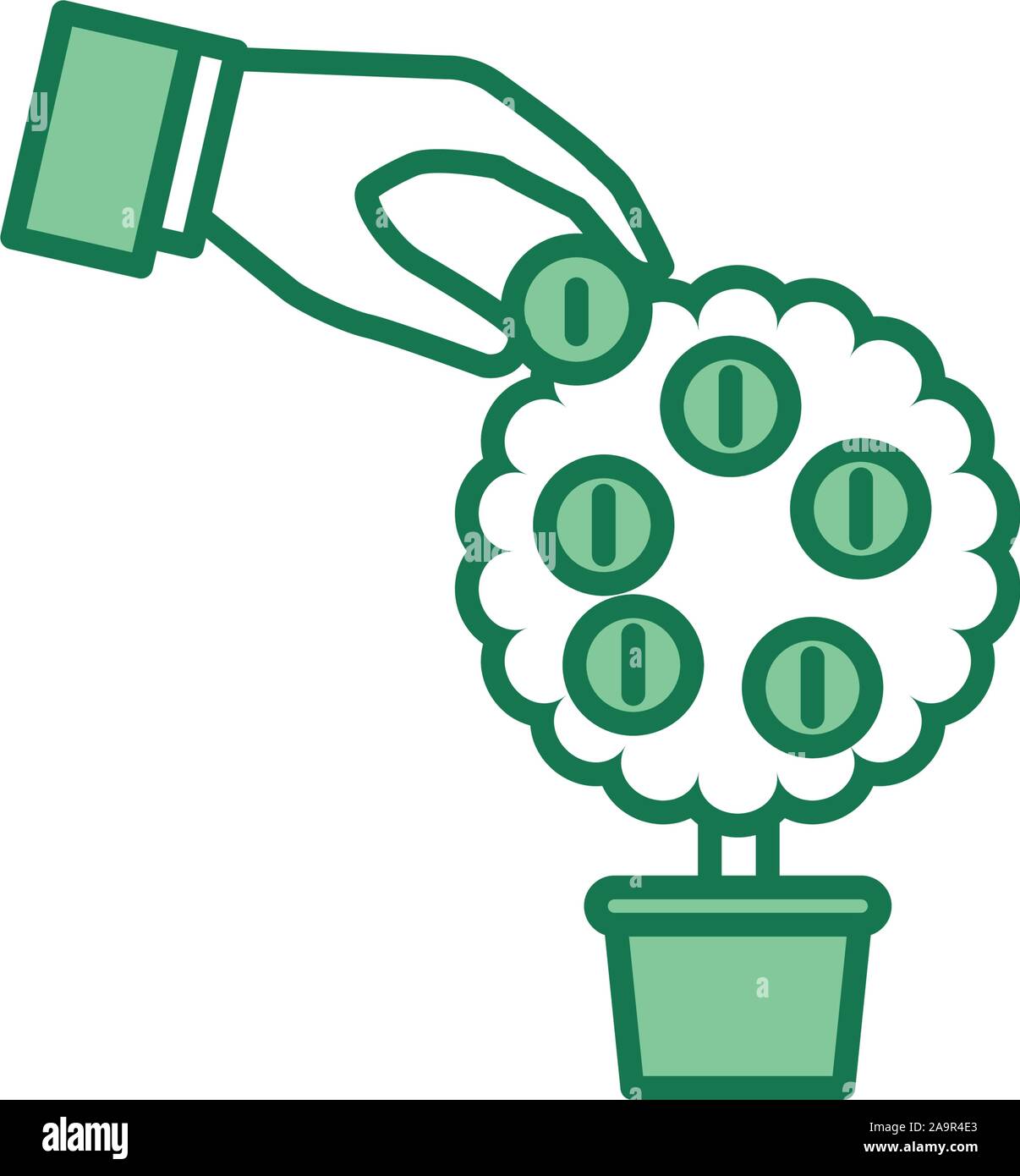 hand with tree coins money line and fill Stock Vector Image & Art - Alamy
