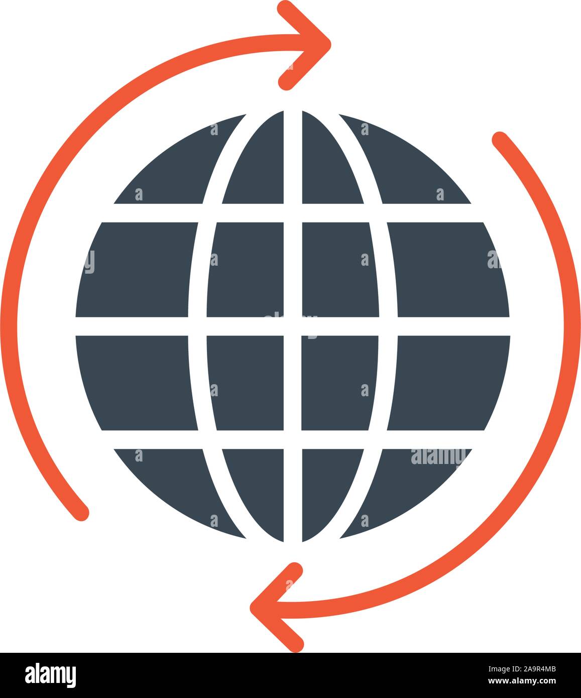 Circle arrows around the globe, world planet icon. Stock Vector ...