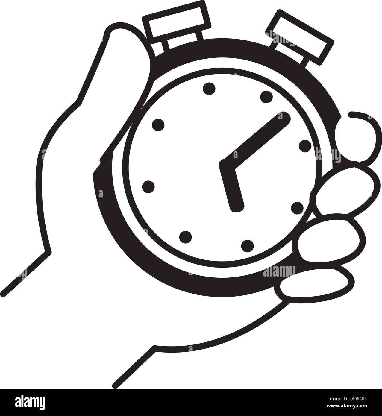 sport hand with chronometer block line style vector illustration design ...