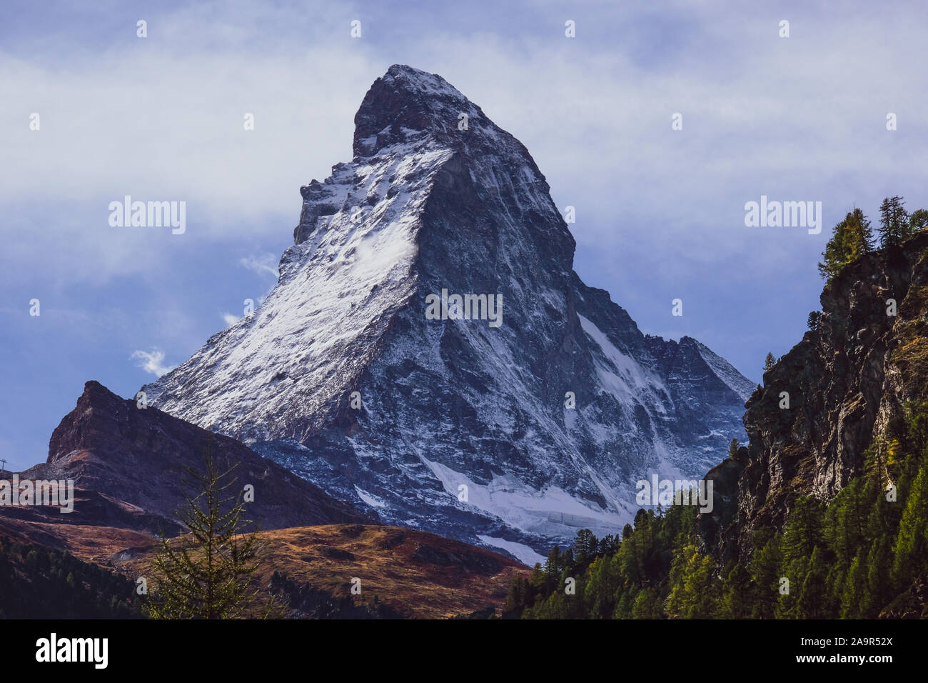 The Matterhorn with its fall colors. The Matterhorn is the Mountain of ...