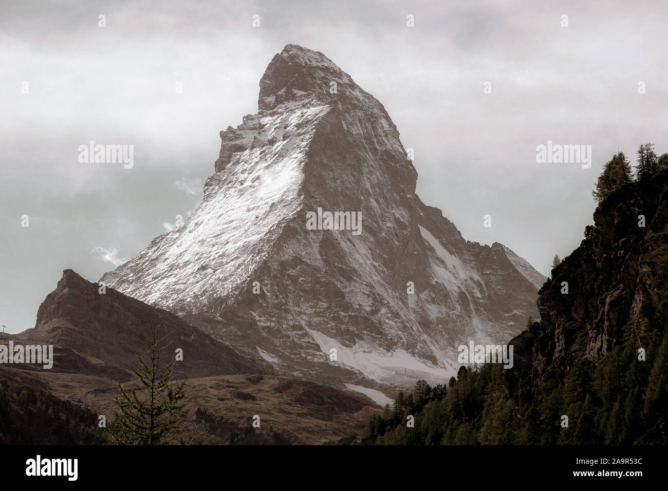 The Matterhorn with its fall colors. The Matterhorn is the Mountain of ...