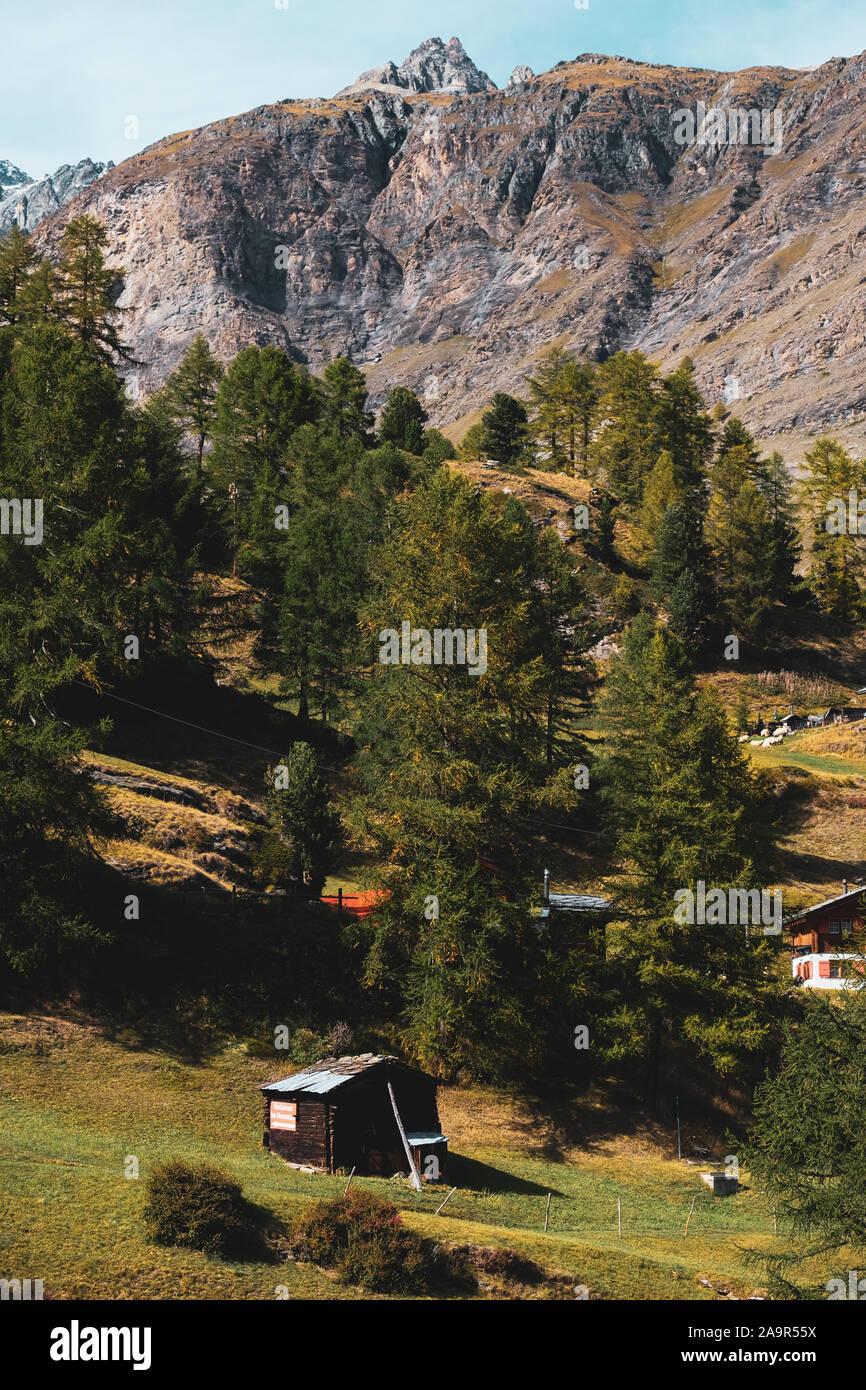 Zermatt panorama and its autumn colors Stock Photo - Alamy