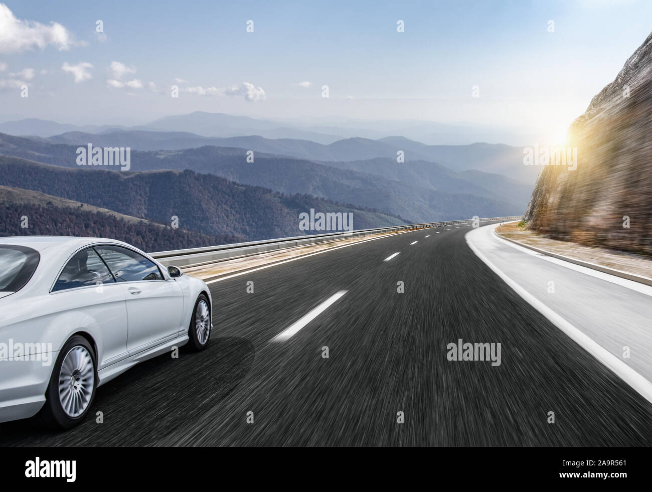 Car moves on mountain road hi-res stock photography and images - Alamy