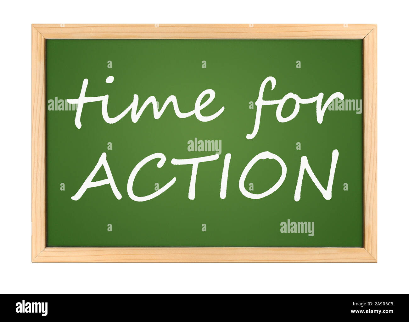 An illustration of a chalk board with time for action Stock Photo - Alamy