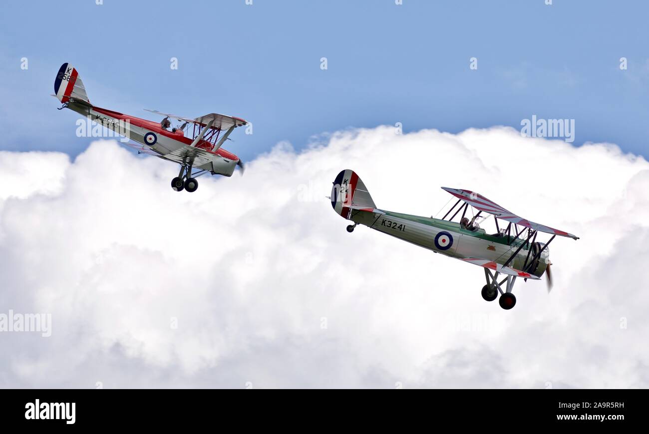 1931 Avro 621 Tutor (K3241) and a 1931 DH82a Tiger Moth airborne at the ...