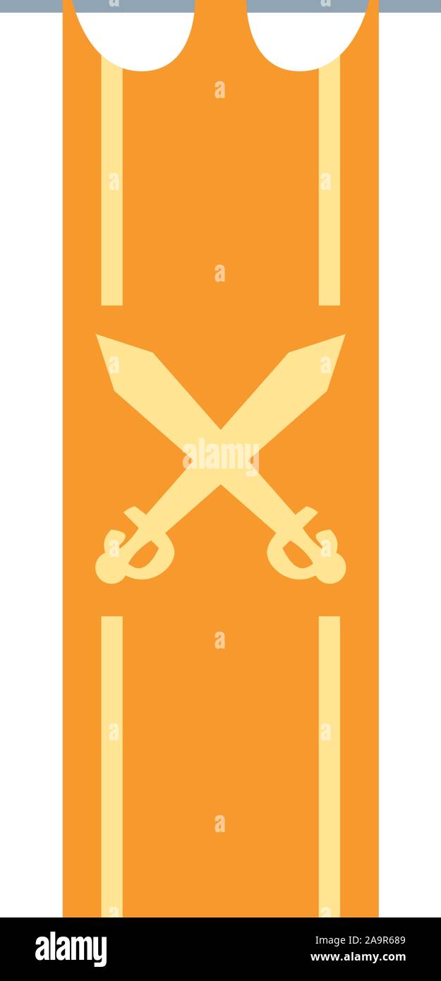hanging banner swords heraldic nobility antique medieval flat design ...