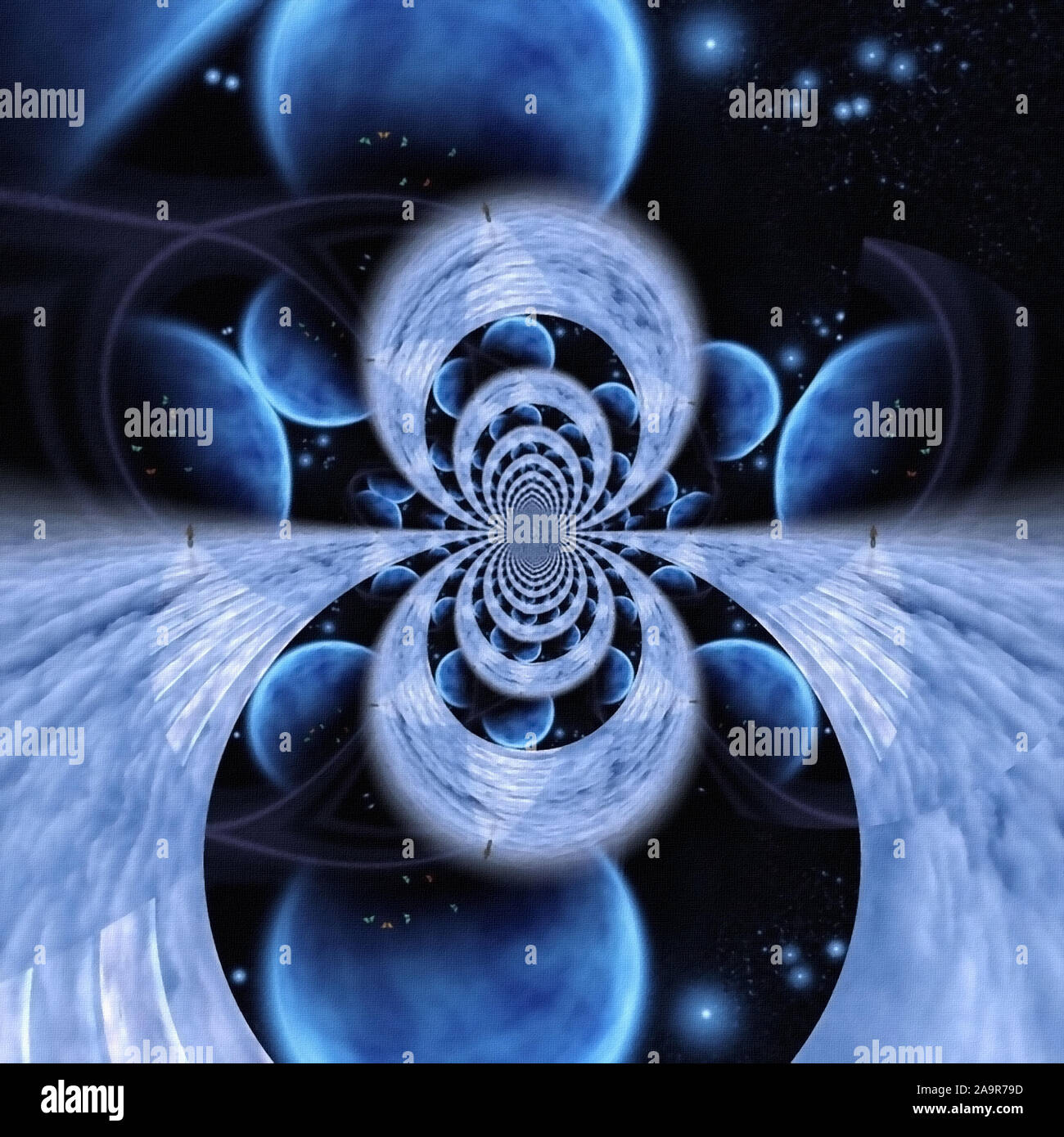 Planetary fractal. Man in endless dimensions Stock Photo - Alamy