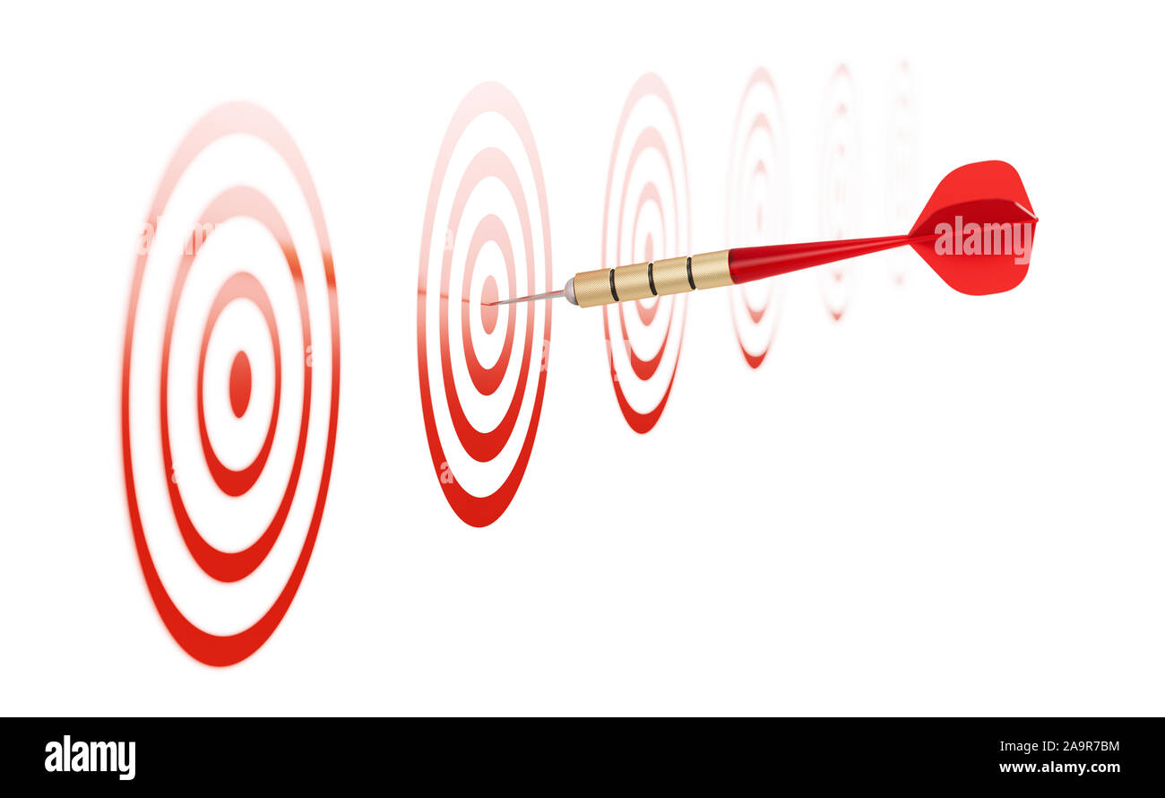 Darts arrow in the target center. 3d rendering illustration Stock Photo ...