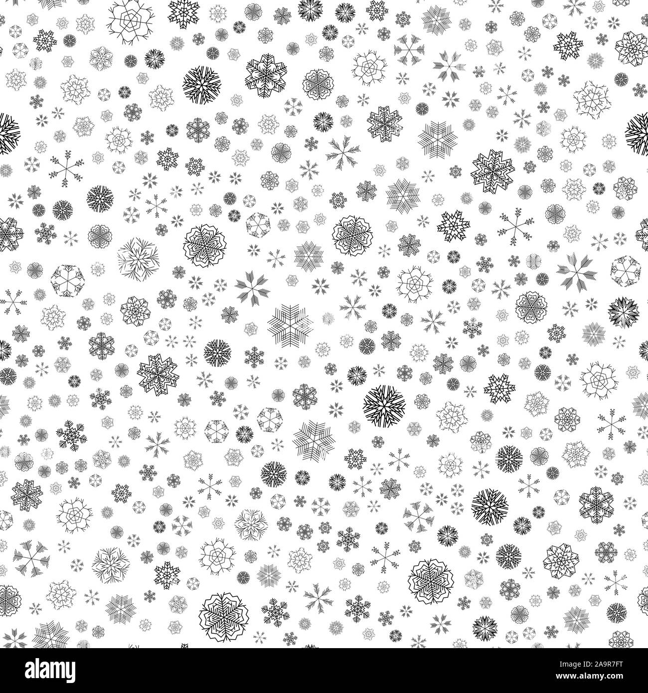 vector winter snow light seamless pattern - black and white Stock ...