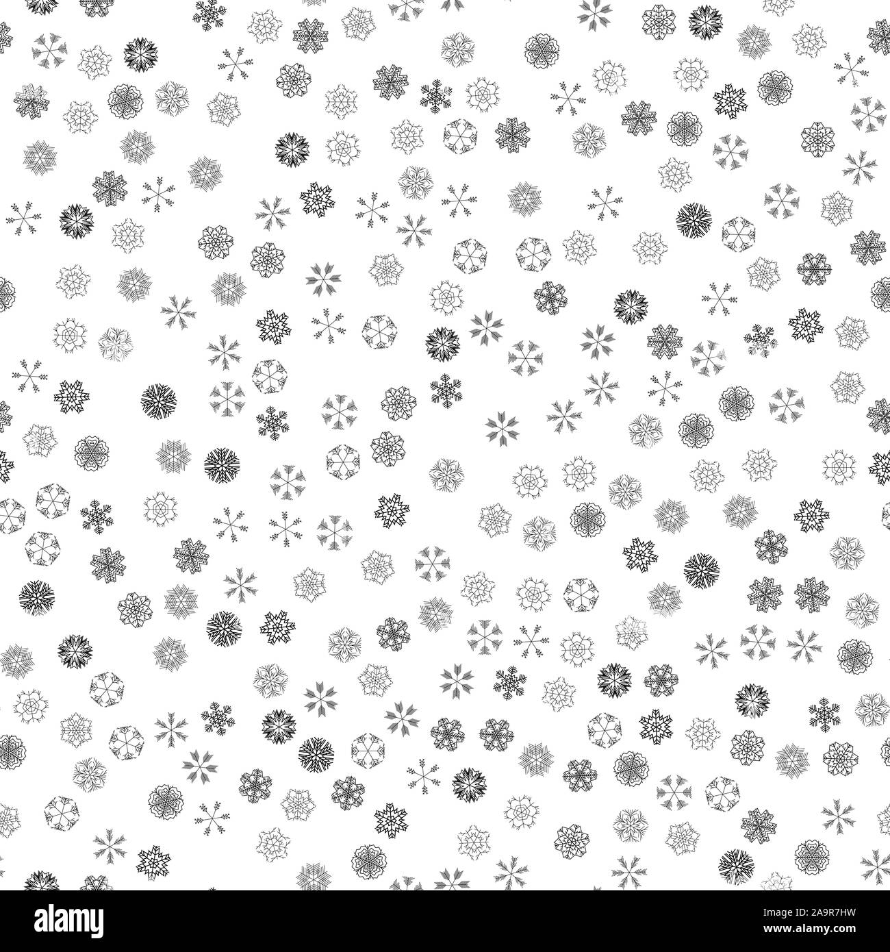 vector winter snow light seamless pattern - black and white Stock ...