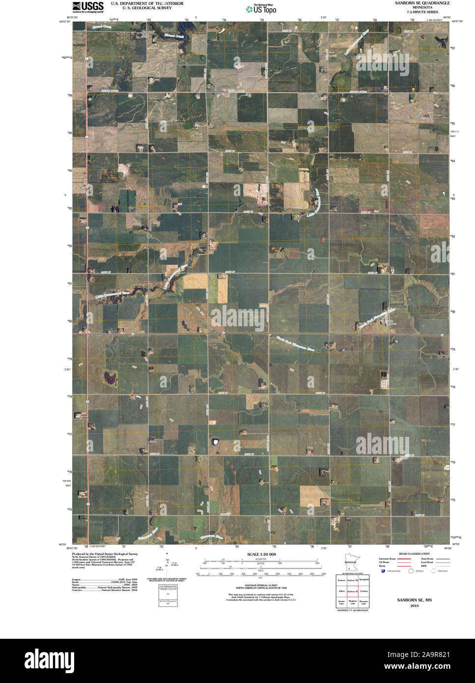 USGS TOPO Map MInnesota MN Sanborn SE 20100806 TM Restoration Stock ...