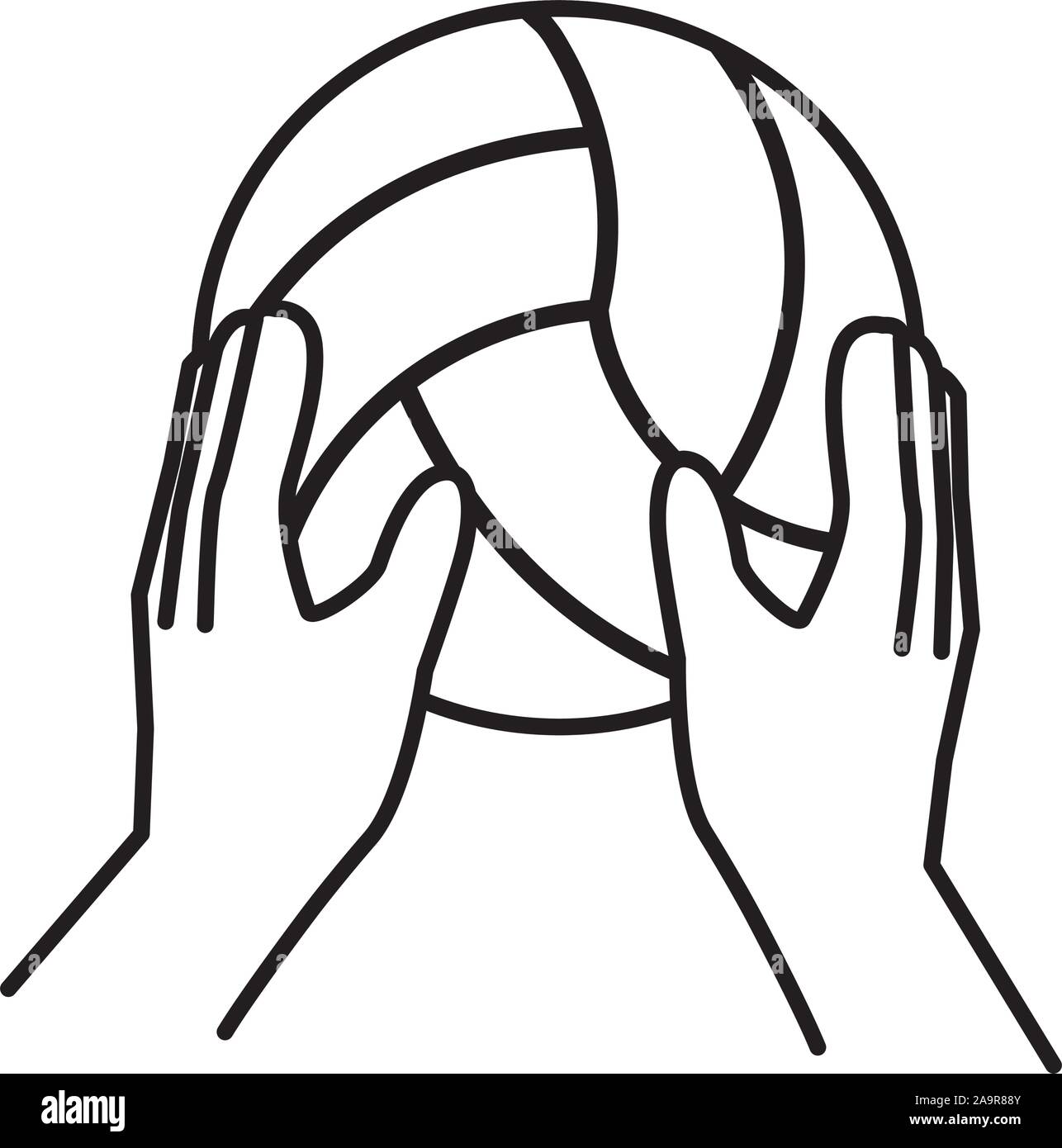 sport hands with volleyball ball line style vector illustration design ...