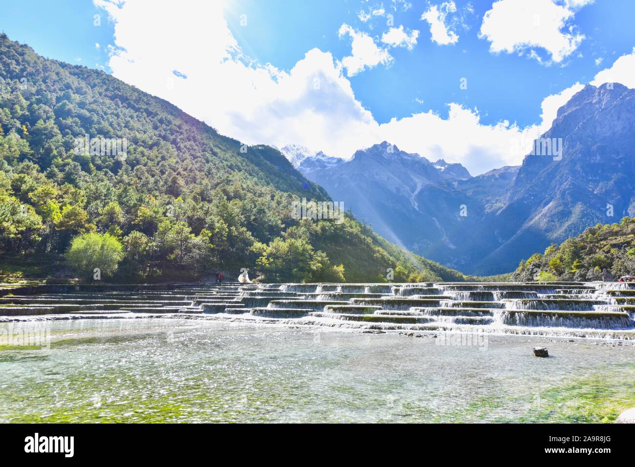 Beautiful Cascade Waterfall at Blue Moon Valley, Lijiang Stock Photo ...