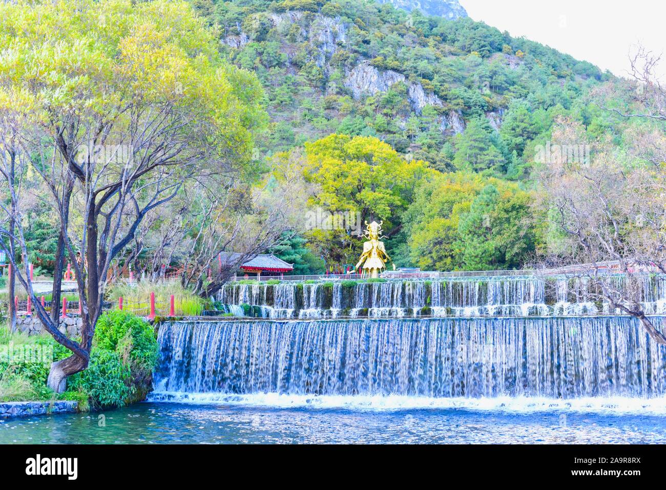 Beautiful Waterfalls at Jade Water Village in Lijiang Stock Photo - Alamy