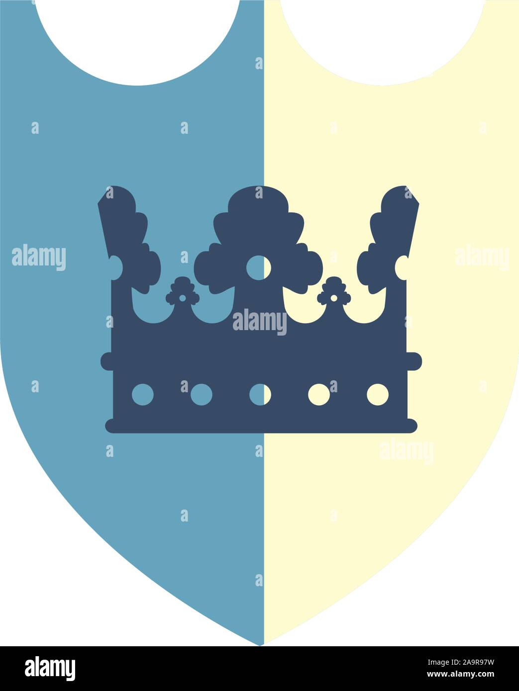 shield crown nobility emblem antique medieval flat design vector ...