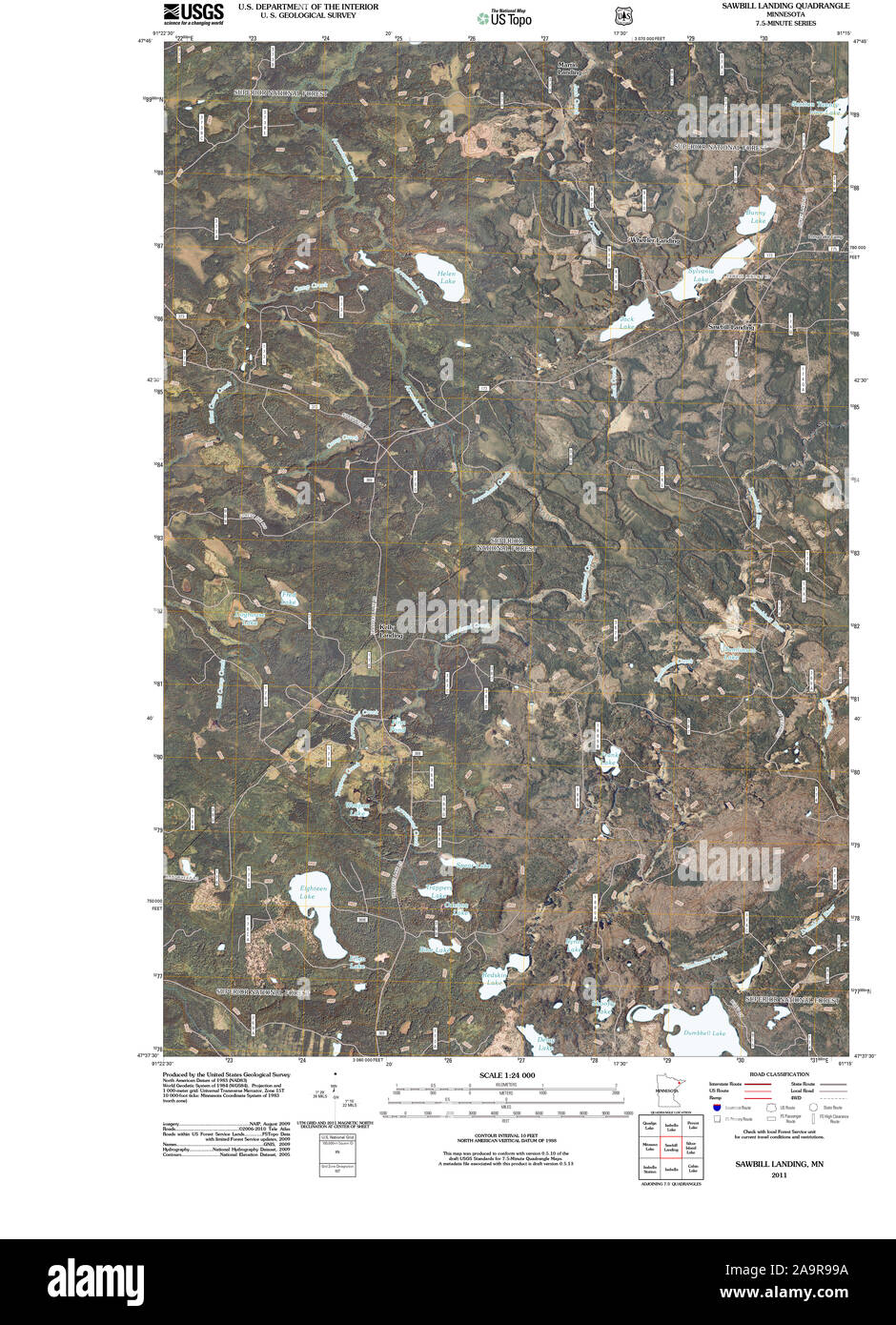 USGS TOPO Map MInnesota MN Sawbill Landing 20110425 TM Restoration ...