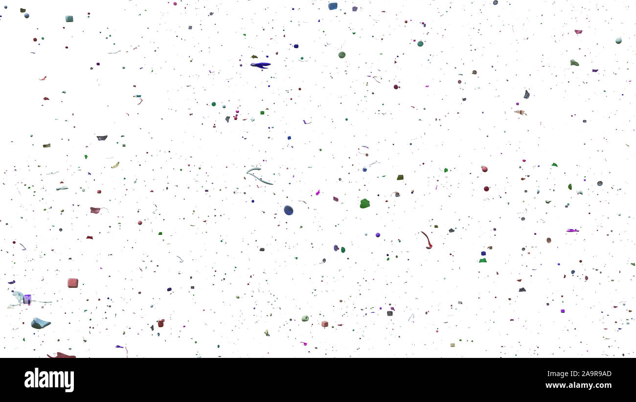 floating microplastic particle, nurdles pollution isolated on white ...