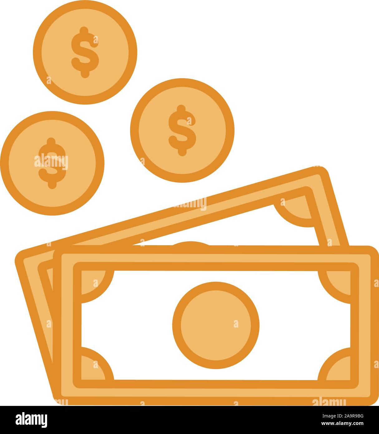 banknotes and coins money line and fill Stock Vector Image & Art - Alamy
