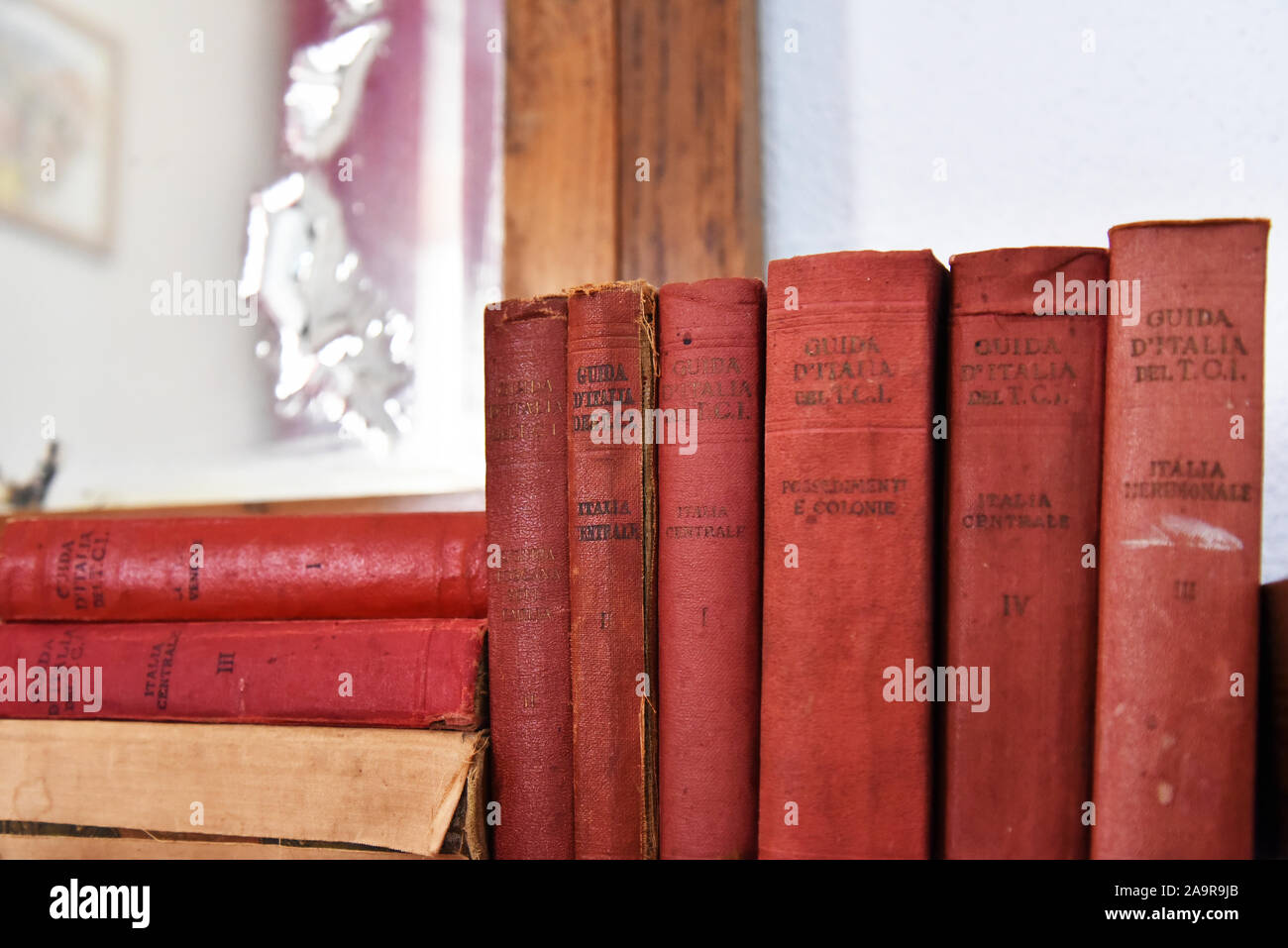 Set of very old italian books about touristic guides of Italy Stock ...