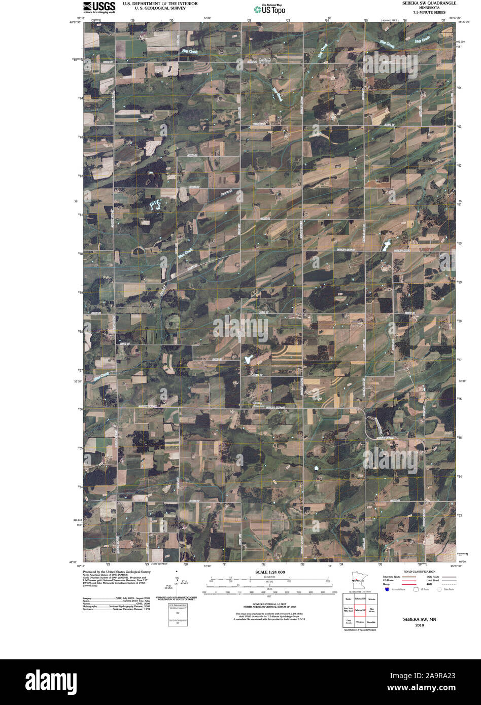 USGS TOPO Map MInnesota MN Sebeka SW 20100817 TM Restoration Stock ...