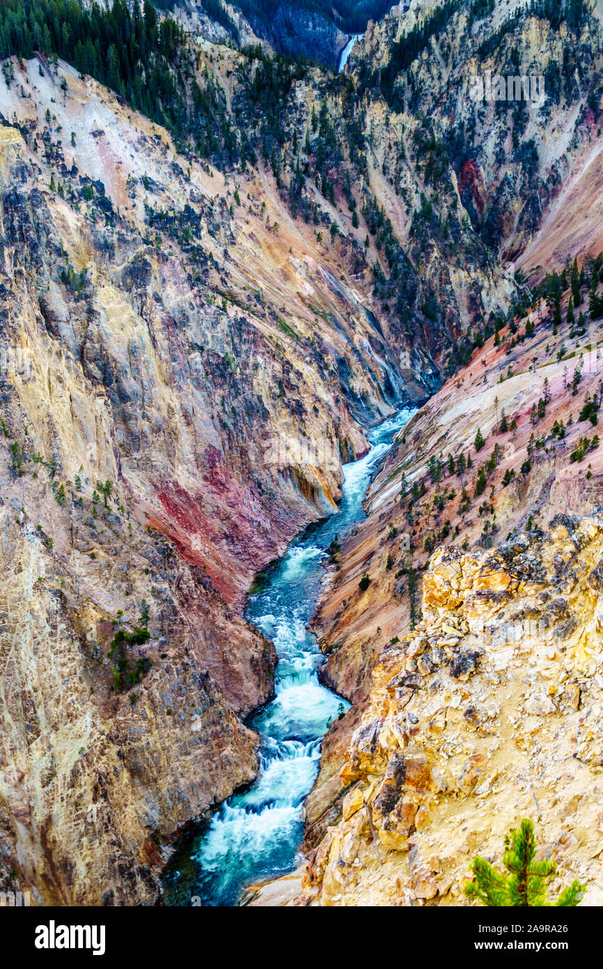 Sunset over the Grand Canyon of the Yellowstone River in Yellowstone ...