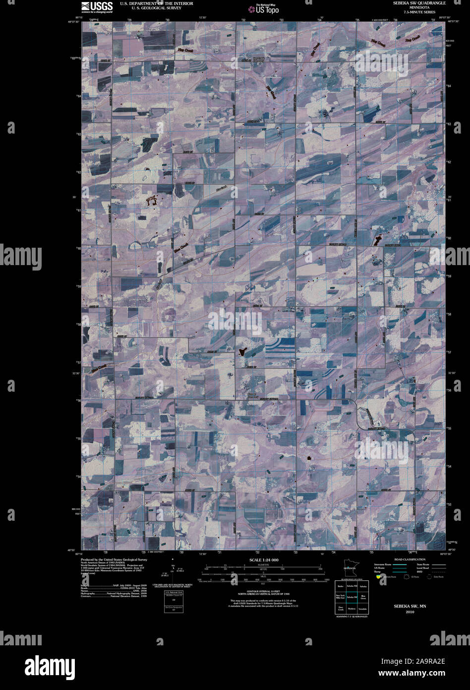 USGS TOPO Map MInnesota MN Sebeka SW 20100817 TM Inverted Restoration ...