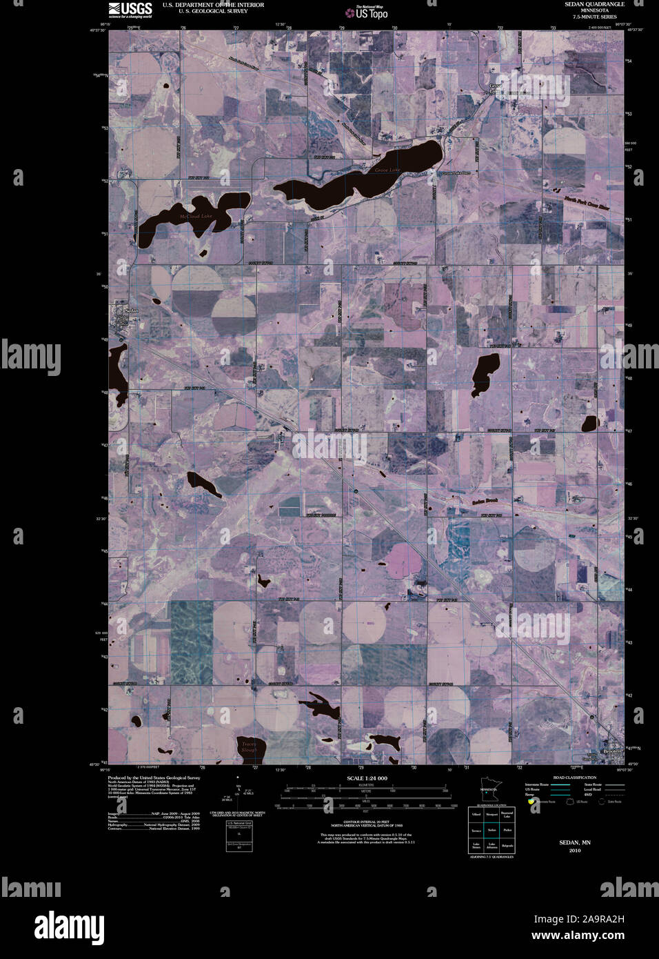 USGS TOPO Map MInnesota MN Sedan 20100812 TM Inverted Restoration Stock ...