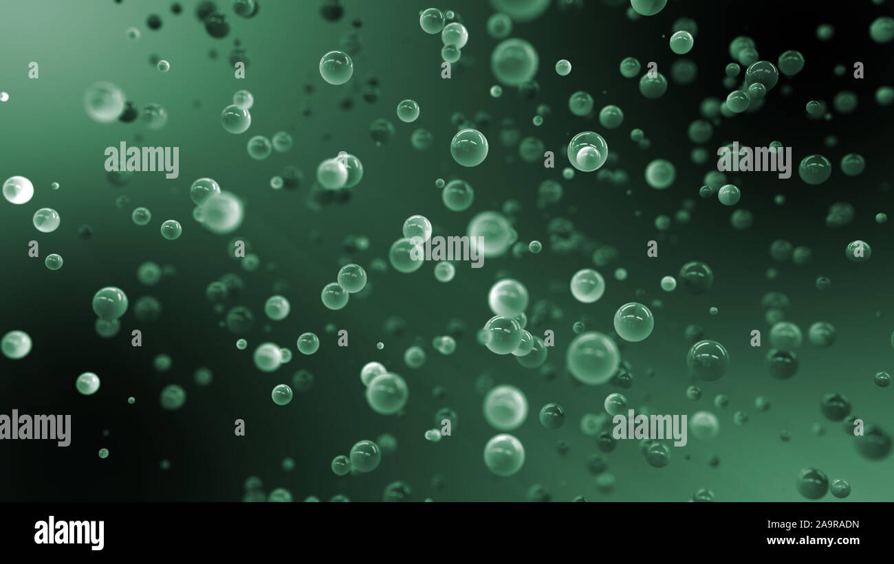 Abstract Graduated Green Background With Floating Balls Stock Photo - Alamy