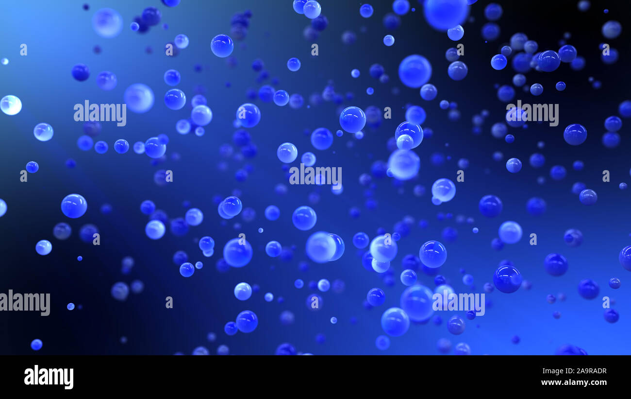 Abstract Graduated Blue Background With Floating Balls Stock Photo - Alamy