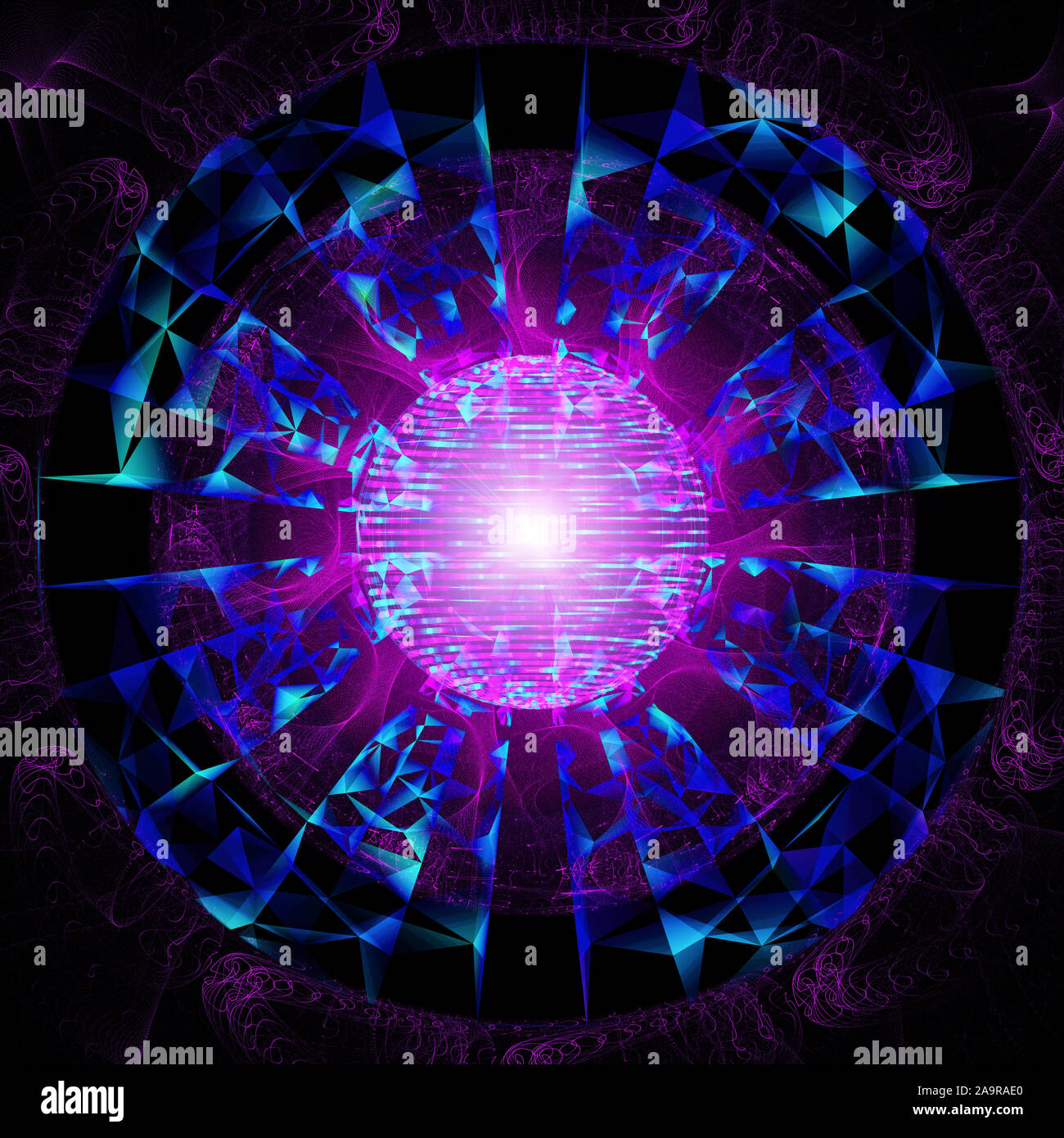 Energy Sphere With Glowing Core. Concept For Antigravity, Magnetic ...