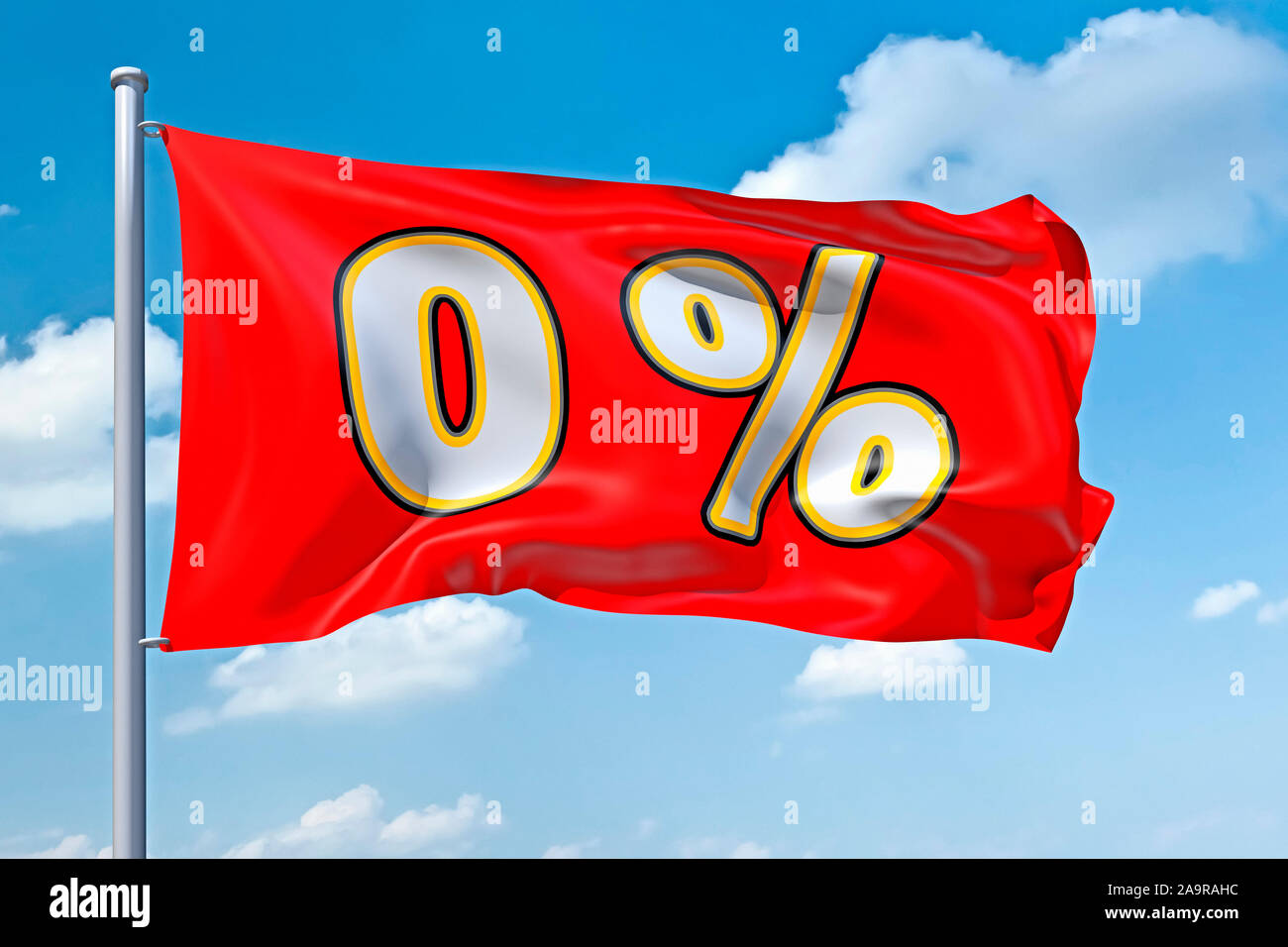An image of a zero percent flag in the blue sky Stock Photo - Alamy