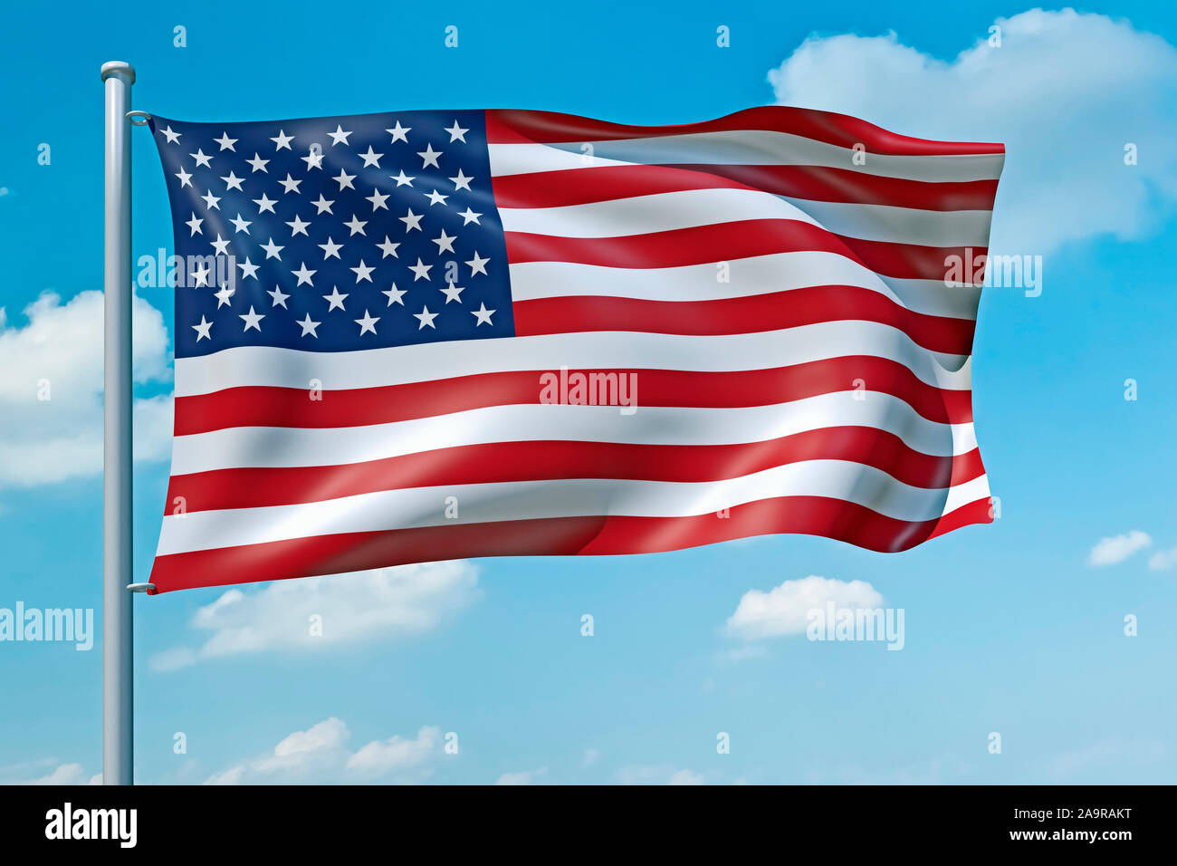 An image of the United States of America flag in the blue sky Stock ...