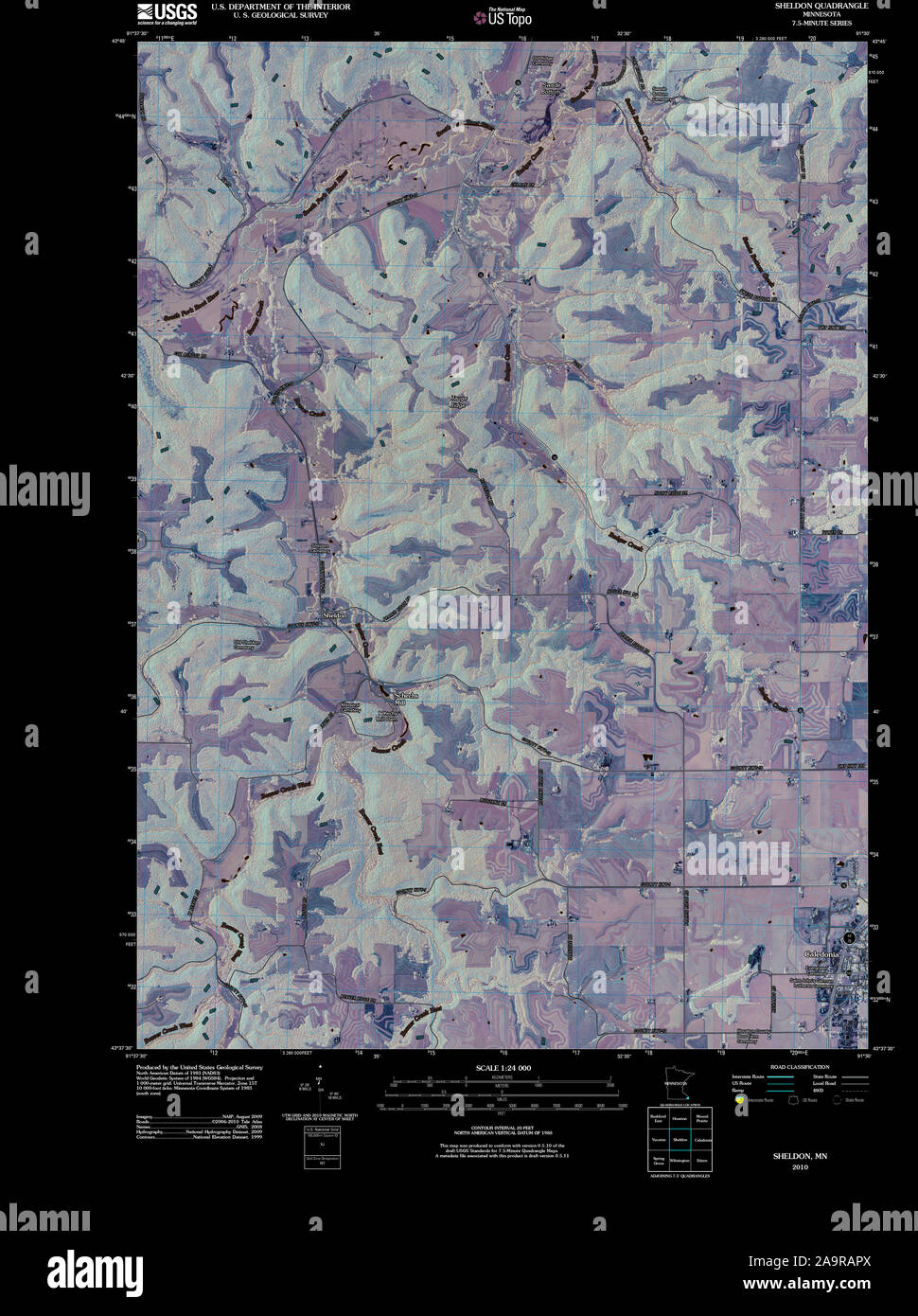 USGS TOPO Map MInnesota MN Sheldon 20100909 TM Inverted Restoration ...