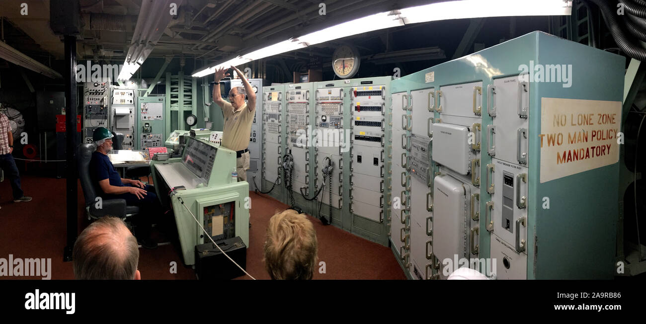 Guided tour nside the launch center of a Titan II ICBM underground silo ...