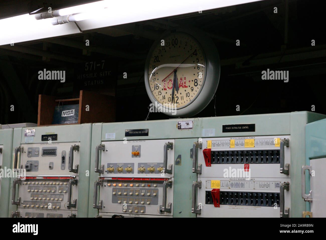 Inside the launch center of a Titan II ICBM underground silo complex in ...