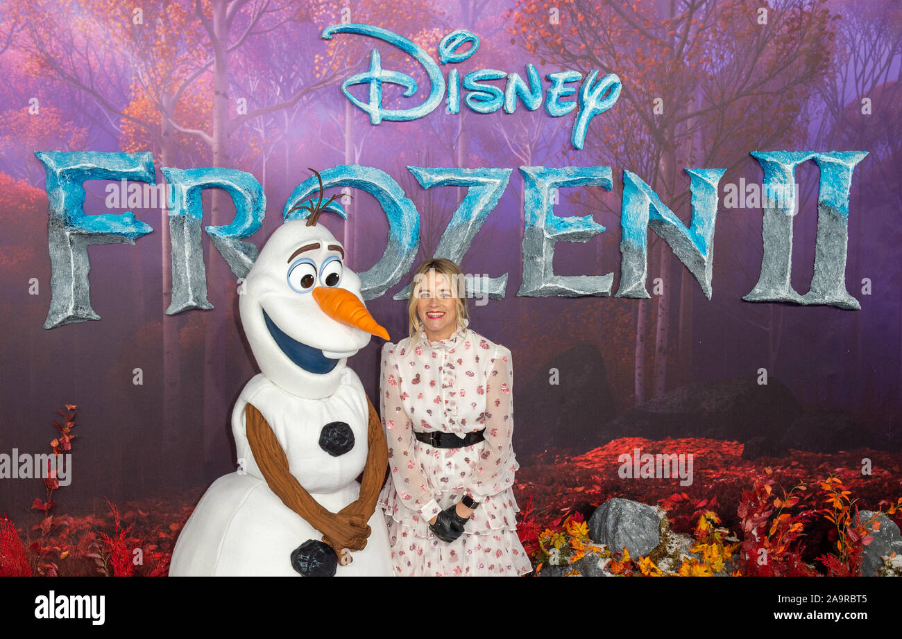 London, UK. 17th Nov, 2019. 'Olaf' and Edith Bowman attend the 'Frozen ...
