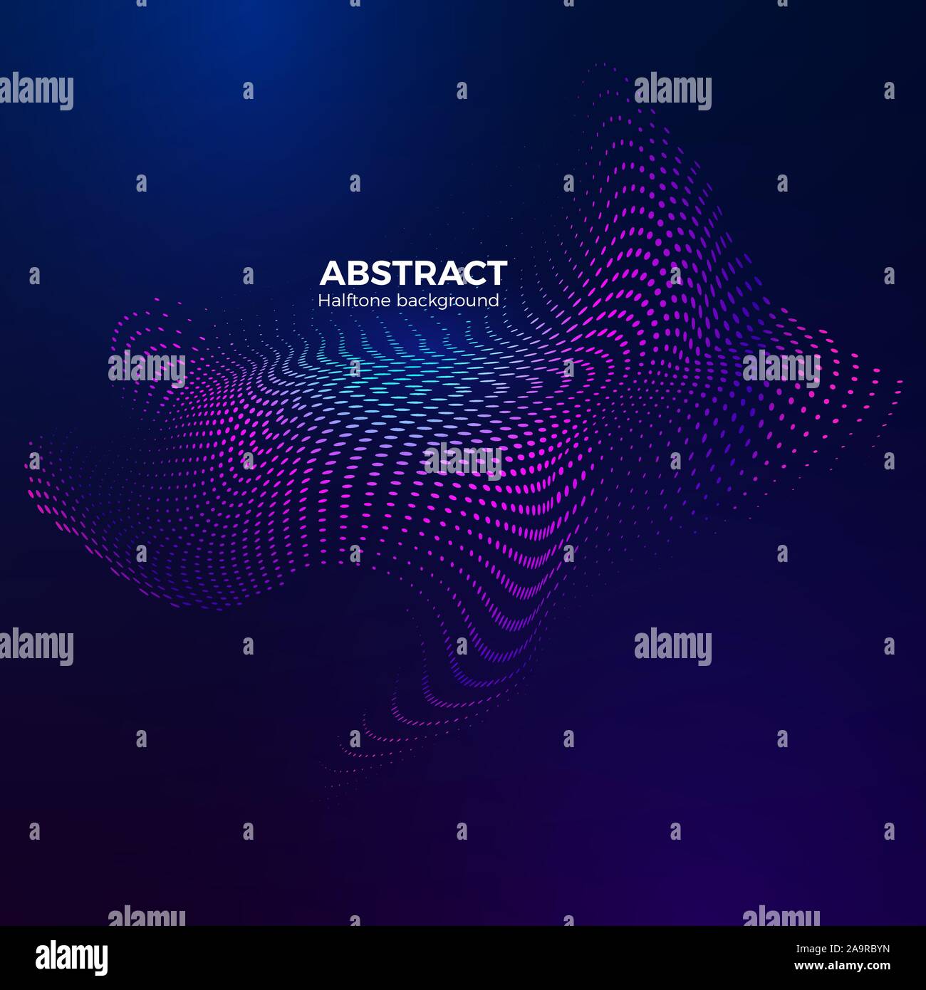 Abstract colorful halftone background. Halftone design element motion effect. Warp dots surface ...