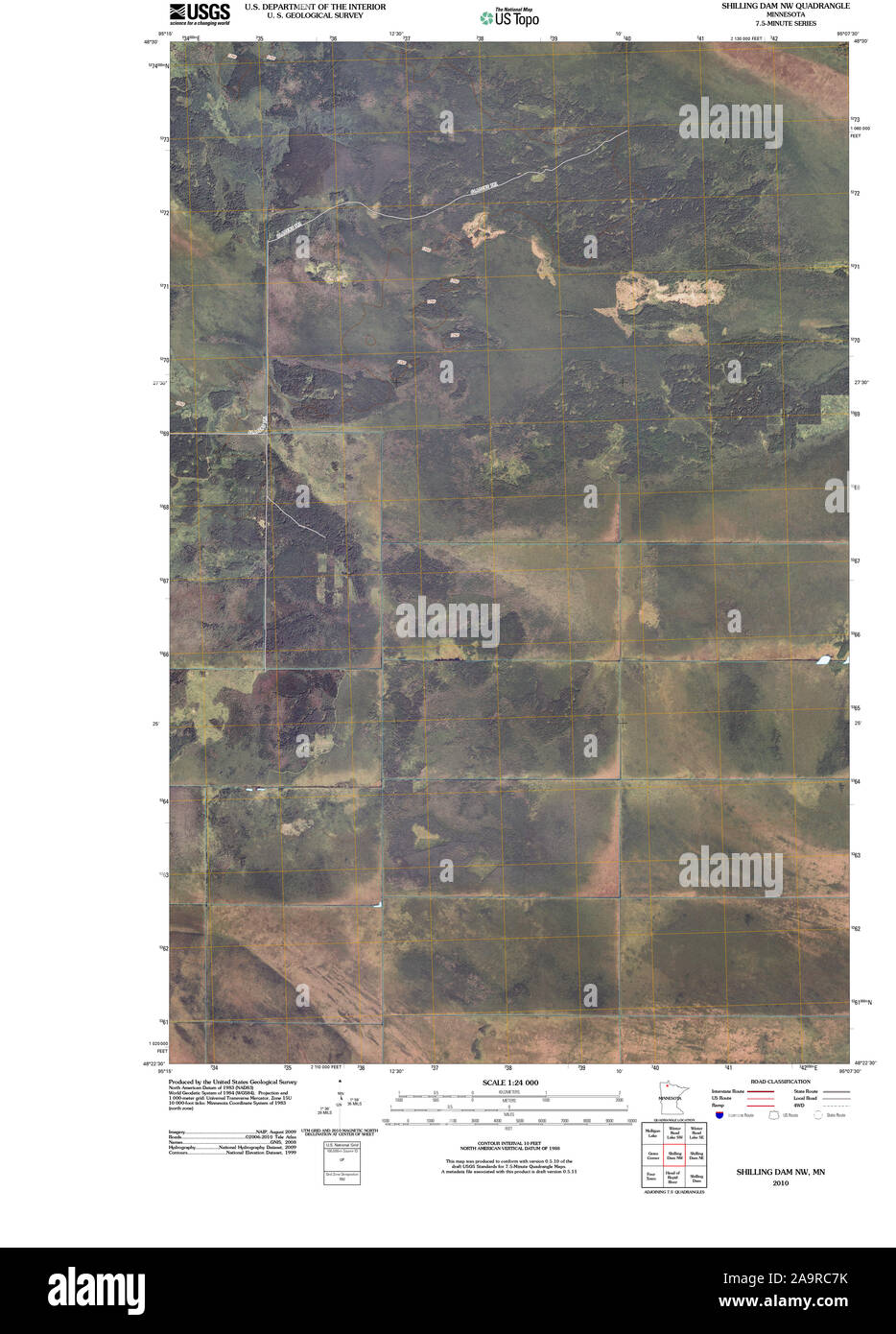 USGS TOPO Map MInnesota MN Shilling Dam NW 20100818 TM Restoration ...