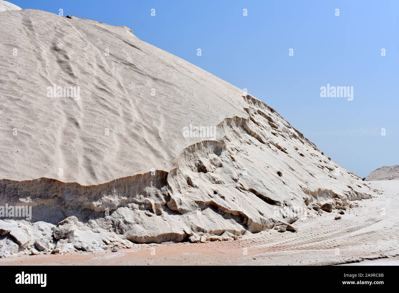 Salt mountain at the Torrevieja salt works, Torrevieja, Alicante Spain ...