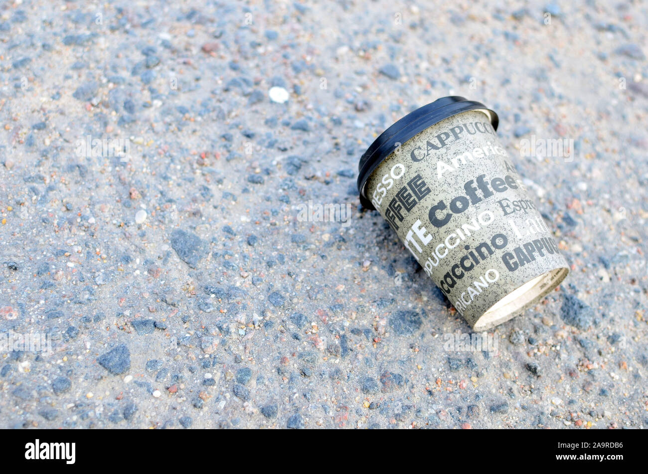 People throw coffee cups to the street. The problem of environmental ...