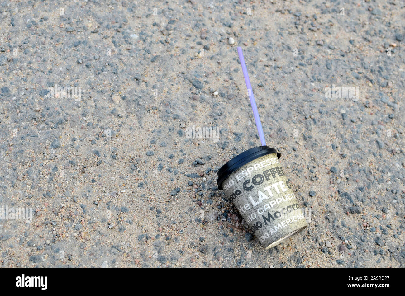 People throw coffee cups to the street. The problem of environmental ...