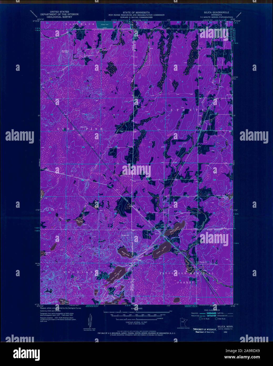 USGS TOPO Map MInnesota MN Silica 505811 1952 24000 Inverted ...