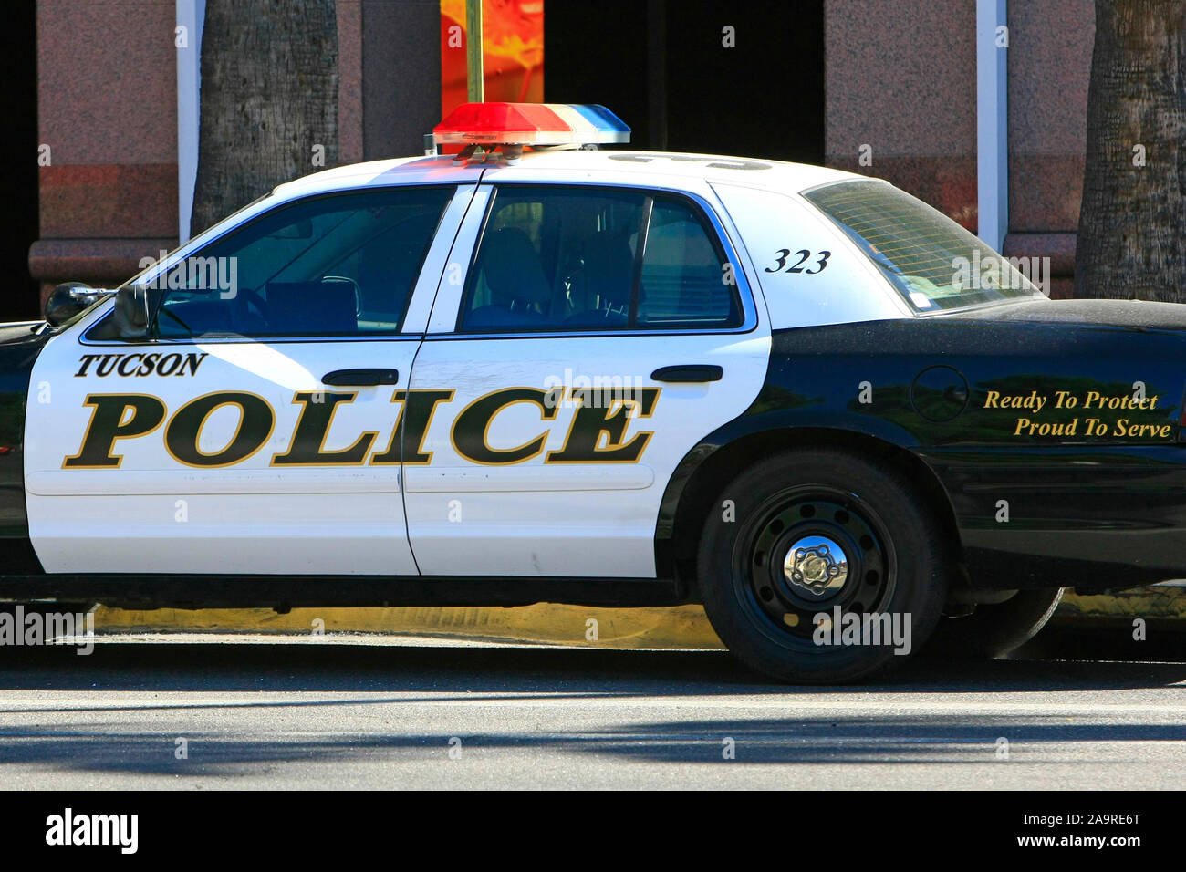 Tucson Police Department black and white cruiser parked up downtown in ...