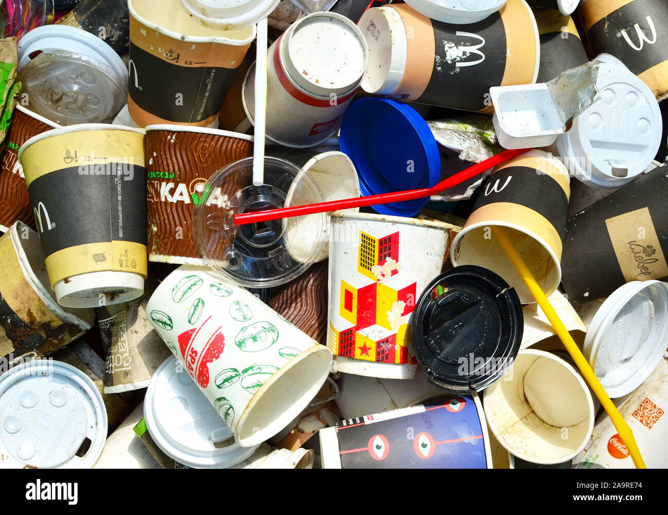 Discarded fast food packaging in the forest hi-res stock photography ...