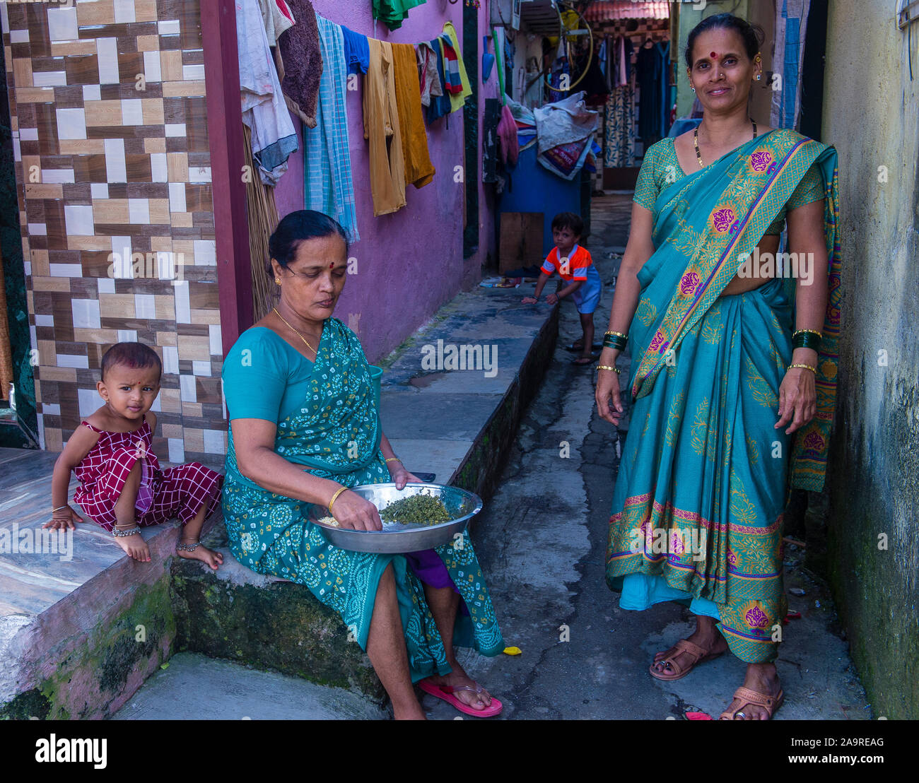 Portrait of an Indian women in Asalfa neighbourhood in Ghatkopar, a ...